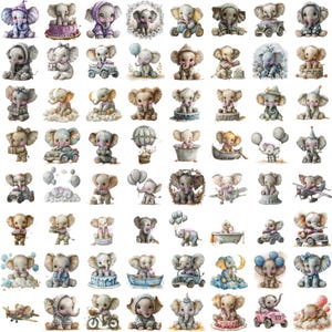 Mega Bundle BABY ELEPHANT CLIPART Watercolor Clipart Bundle, Nursery ...