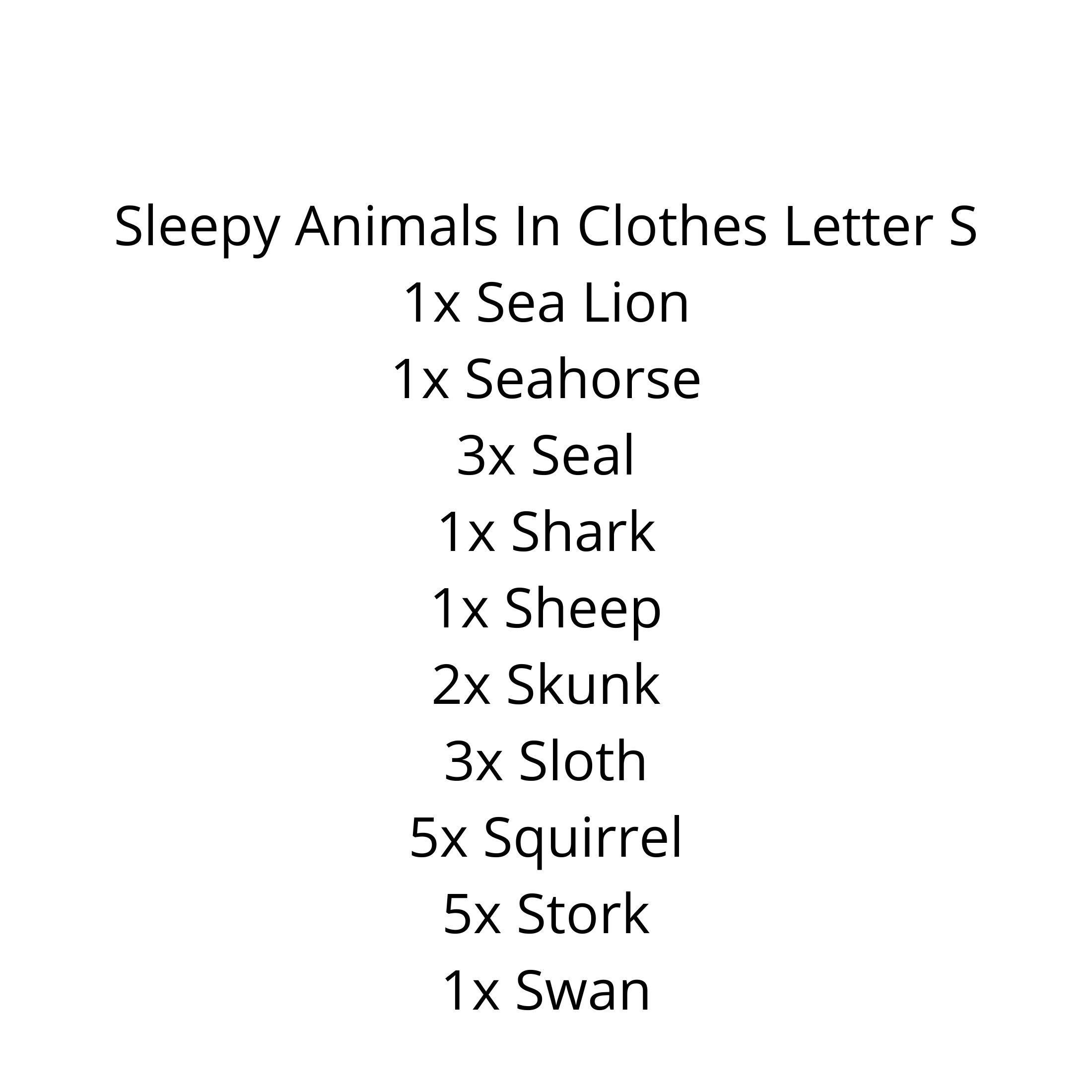 SLEEPY ANIMALS CLIPART Letter S - Cute Animal Clipart, Animals Clipart ...