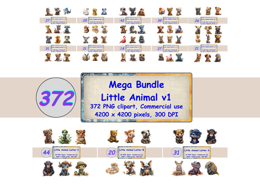 Mega Bundle BABY ANIMALS CLIPART - Animals Clipart, Baby Animal Png ...