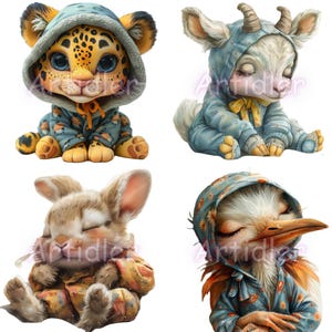 SLEEPY ANIMALS CLIPART Letter I, J - Cute Animal Clipart, Animals ...