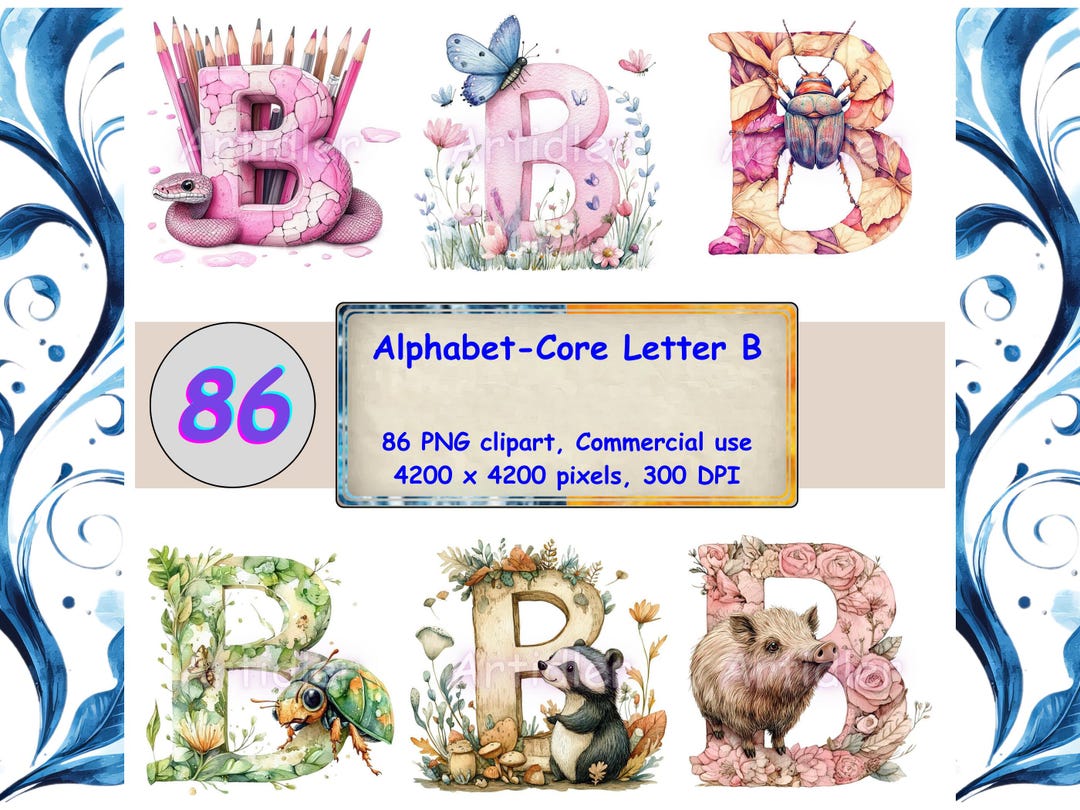 Cute Animals Alphabet Core Letter B | Clipart Bundle | Nursery Clipart ...