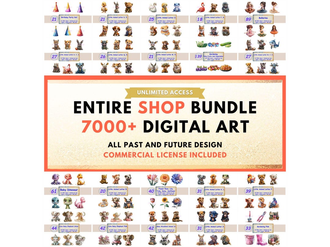 Entire Shop Bundle, Clipart Mega Bundle, Whole Shop Bundle, Watercolor ...