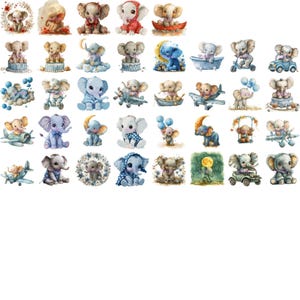 Mega Bundle BABY ELEPHANT CLIPART Watercolor Clipart Bundle, Nursery ...