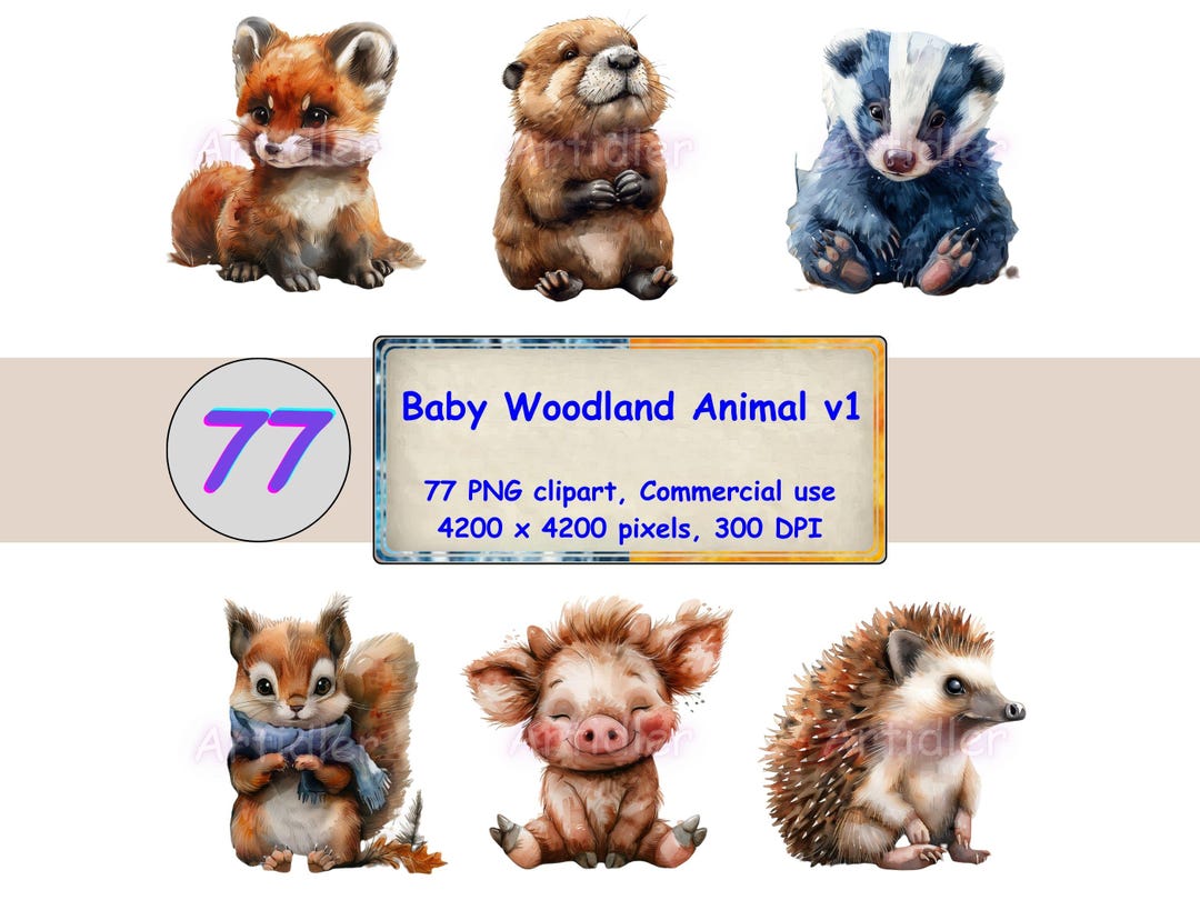WOODLAND ANIMALS CLIPART - Watercolor Clipart Bundle, Forest Animals ...