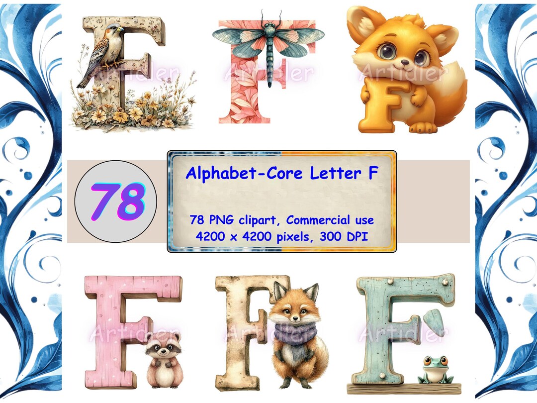 78 Images Animal Alphabet Letter F Clipart | Nursery, Classroom (PNG ...