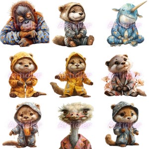 SLEEPY ANIMALS CLIPART Letter N, O - Cute Animal Clipart, Animals ...