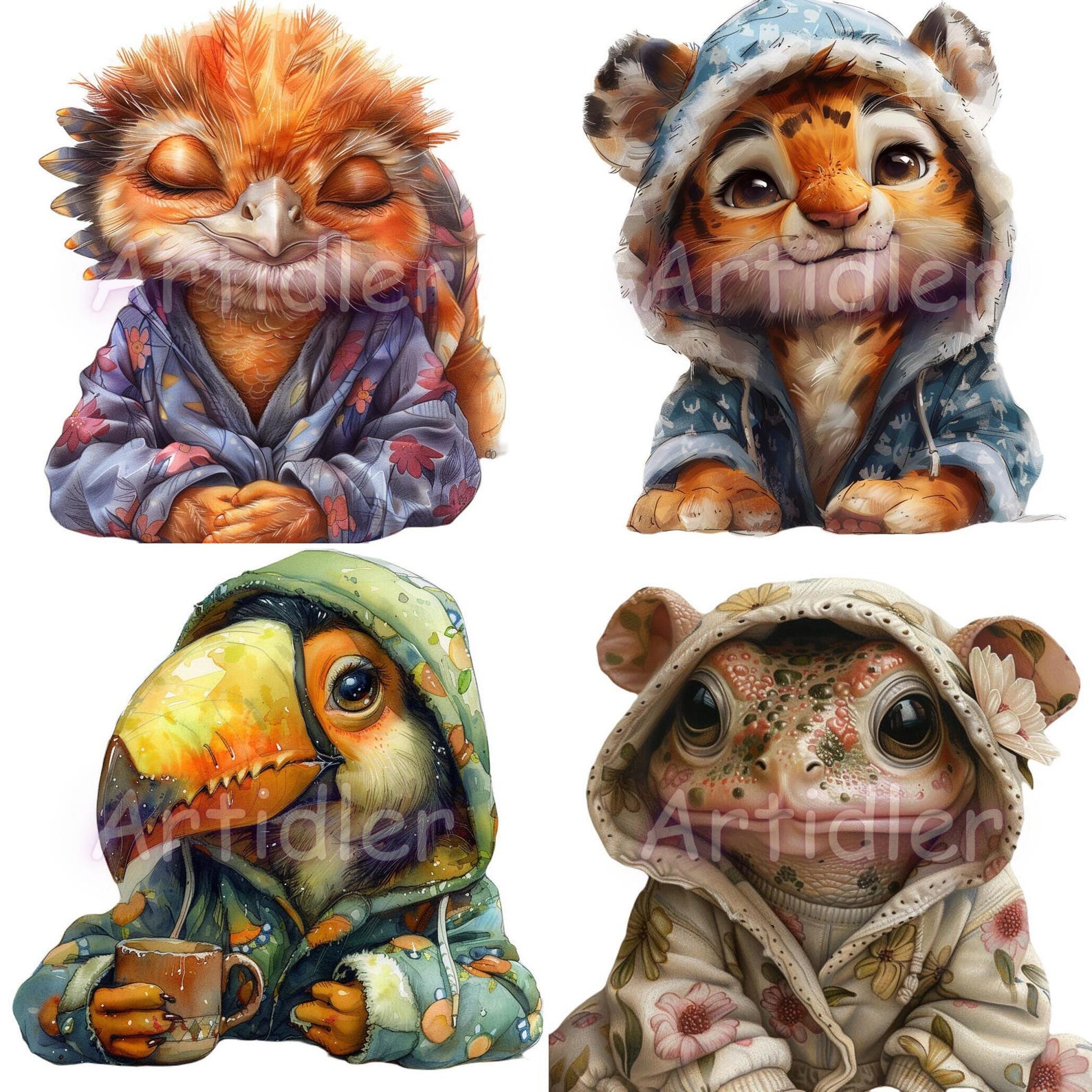 SLEEPY ANIMALS CLIPART Letter T - Cute Animal Clipart, Animals Clipart ...