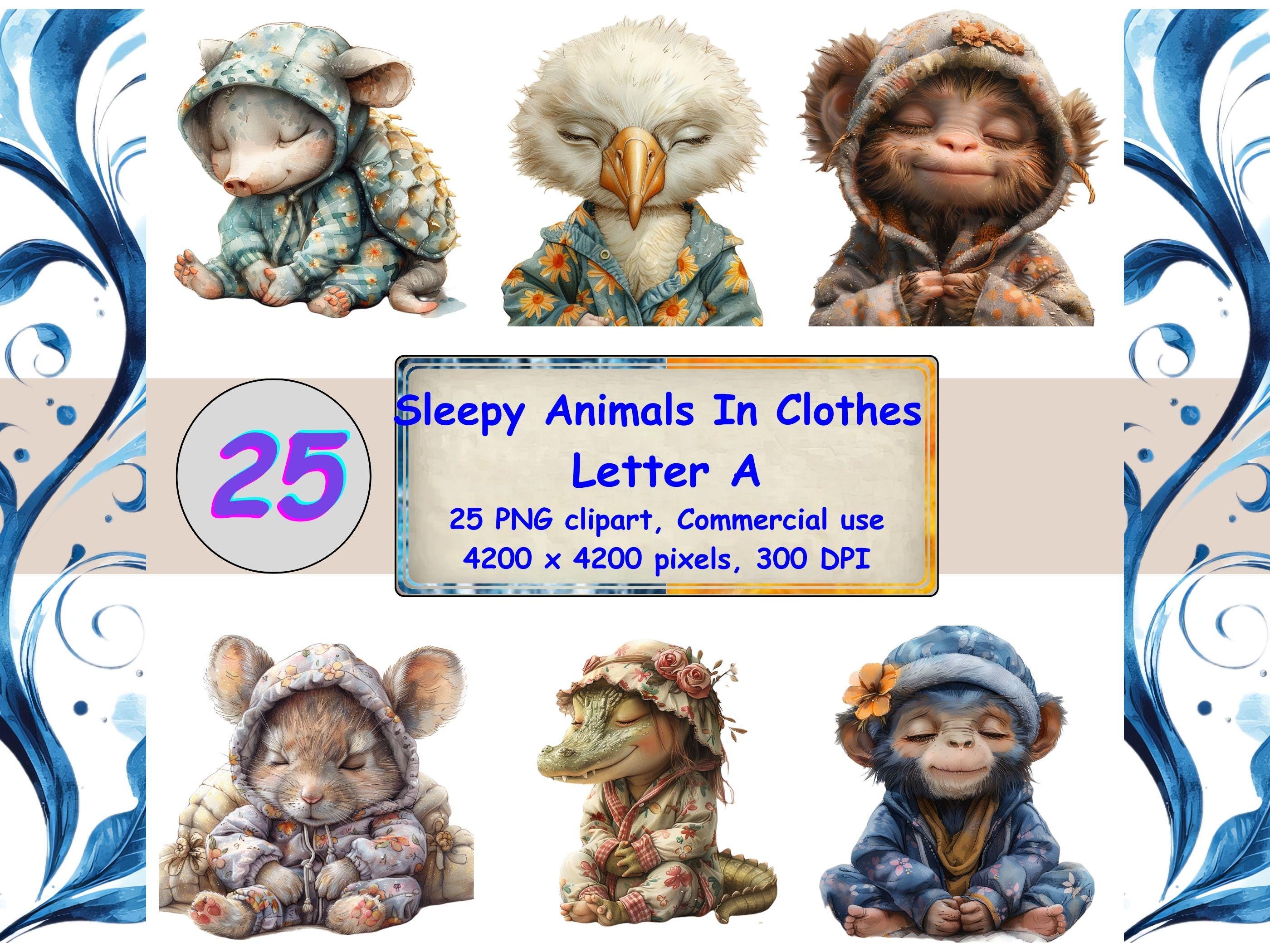 SLEEPY ANIMALS CLIPART Letter A - Cute Animal Clipart, Animals Clipart ...