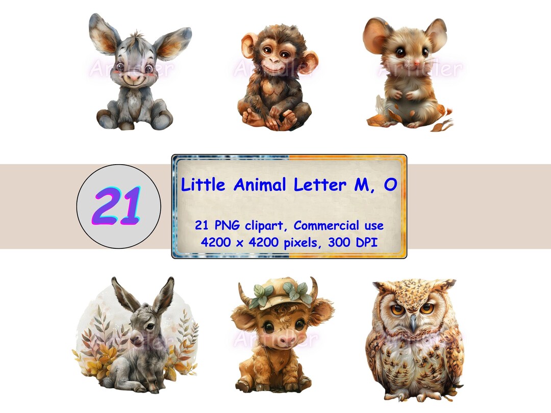 Watercolor Baby Animals Clipart, Safari Nursery Decor PNG, Printable ...