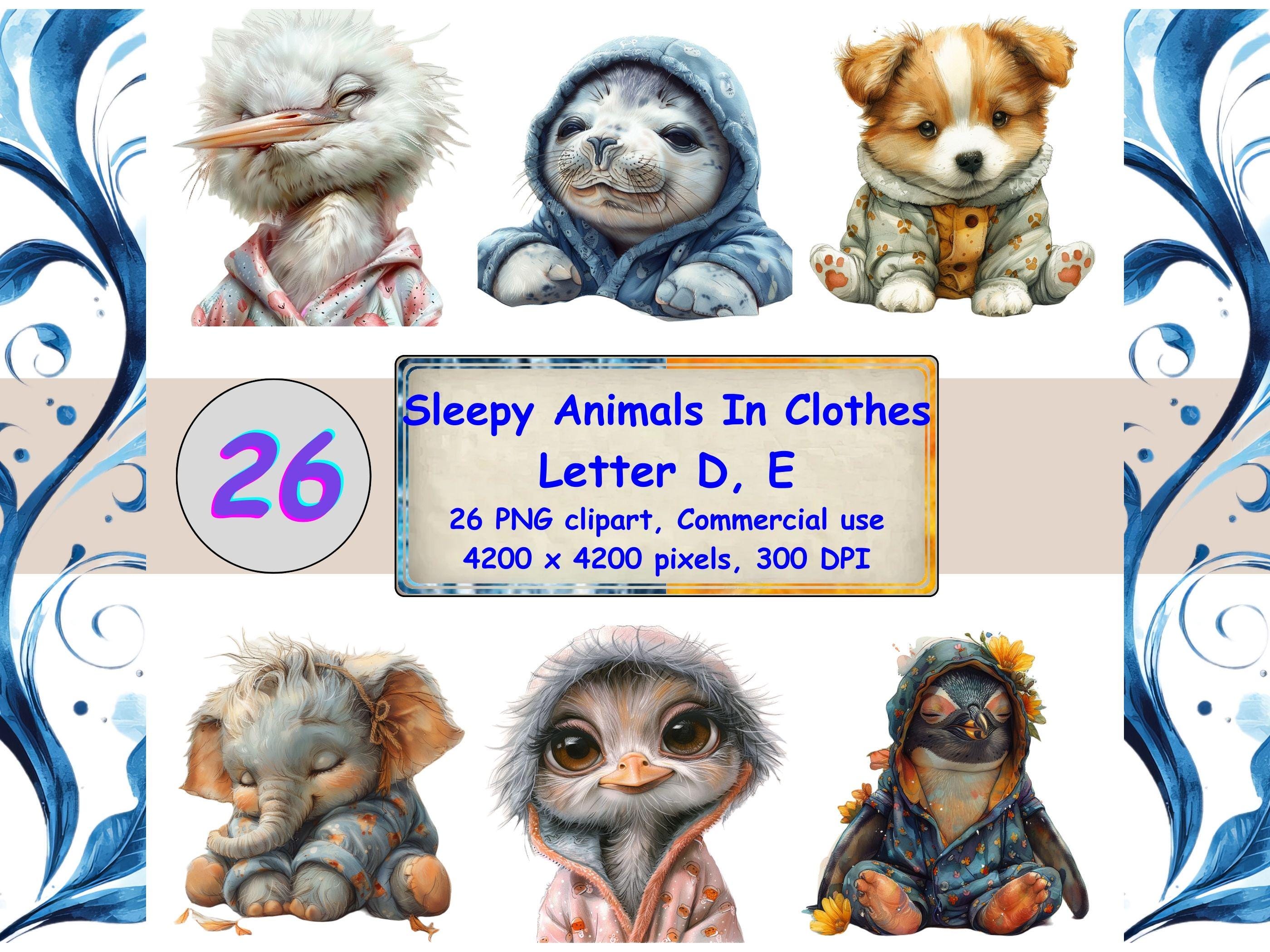 SLEEPY ANIMALS CLIPART Letter D, E - Cute Animal Clipart, Animals ...