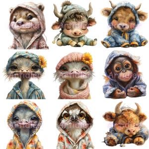 SLEEPY ANIMALS CLIPART Letter N, O - Cute Animal Clipart, Animals ...