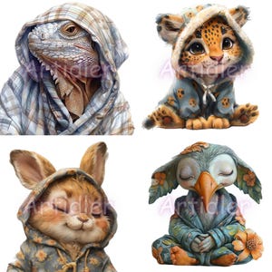 SLEEPY ANIMALS CLIPART Letter I, J - Cute Animal Clipart, Animals ...