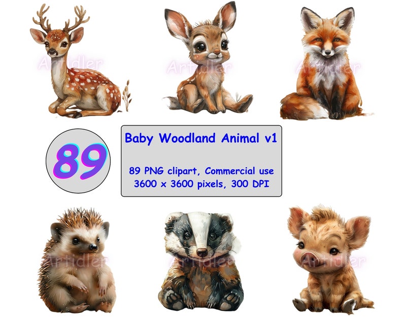 WOODLAND ANIMALS CLIPART Watercolor Clipart Bundle, Forest Animals ...
