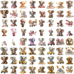 Mega Bundle BABY ELEPHANT CLIPART Watercolor Clipart Bundle, Nursery ...