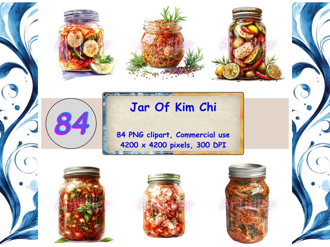84 Jar of Kimchi Clipart Bundle | Asian Menu | Korean Kimchi Food ...