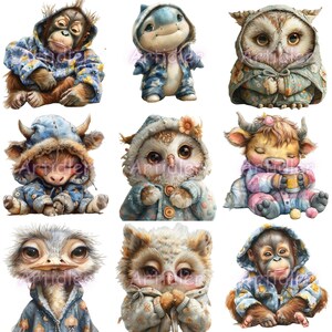 SLEEPY ANIMALS CLIPART Letter N, O - Cute Animal Clipart, Animals ...
