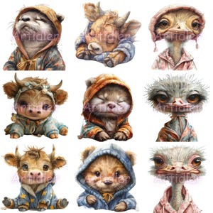 SLEEPY ANIMALS CLIPART Letter N, O - Cute Animal Clipart, Animals ...