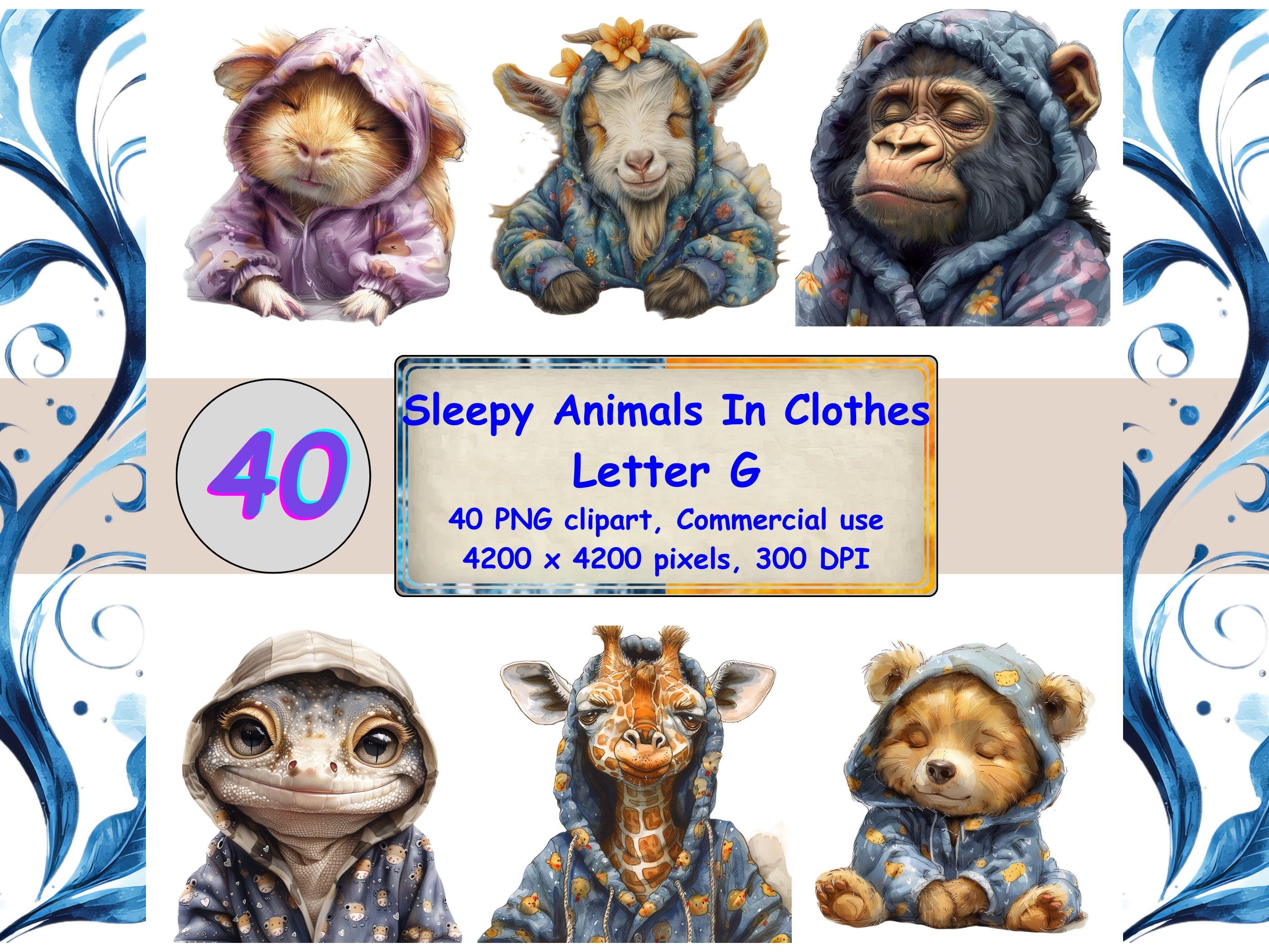 SLEEPY ANIMALS CLIPART Letter G - Cute Animal Clipart, Animals Clipart ...