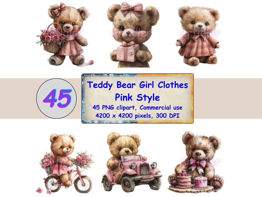 TEDDY BEAR CLIPART Girl, Style: Pink - Sweet Baby Girl Teddy Bear ...