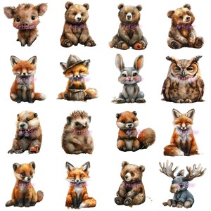 WOODLAND ANIMALS CLIPART Watercolor Clipart Bundle, Forest Animals ...