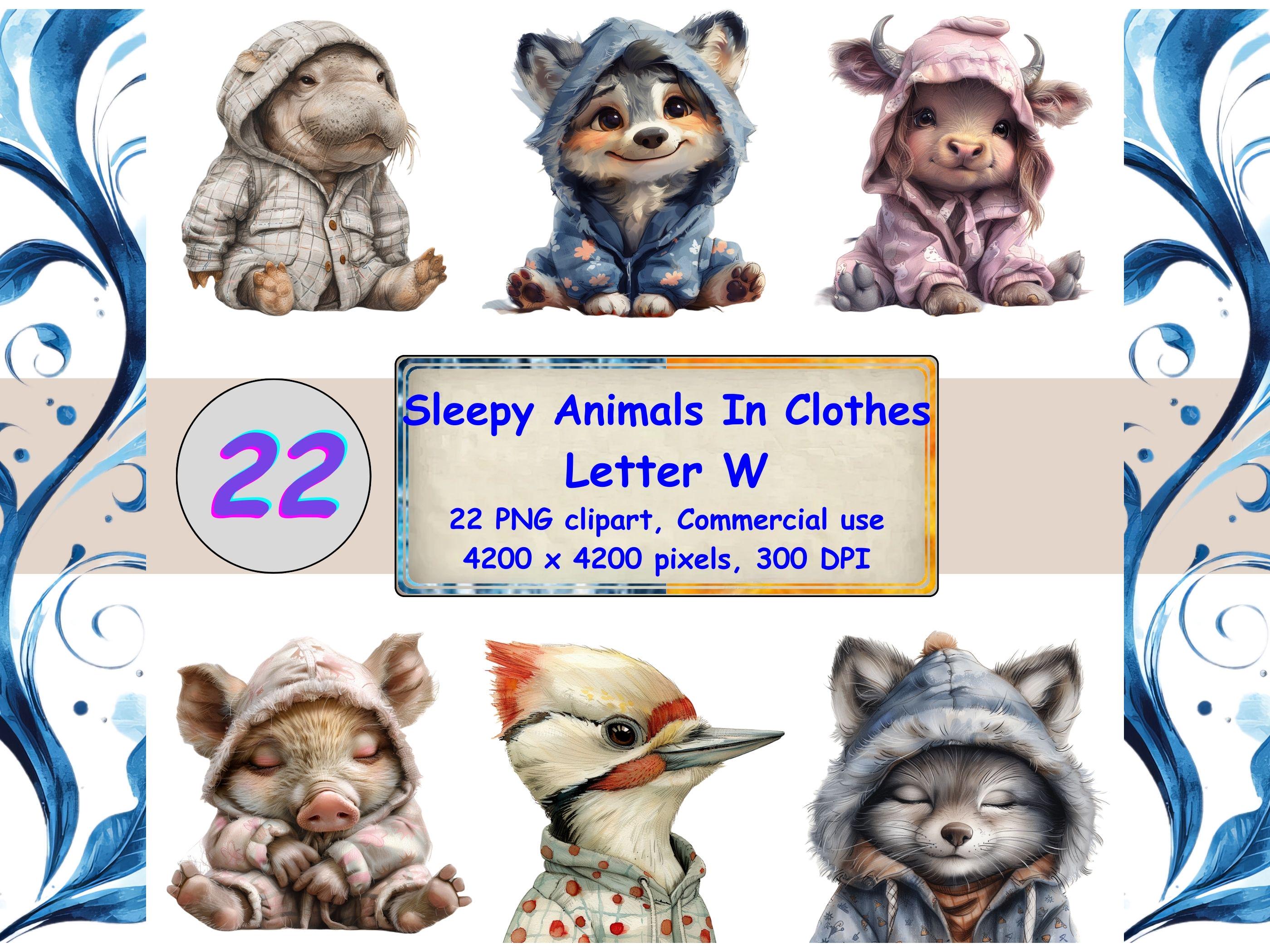 22 Images Sleepy Animals Clipart Letter W – Nursery PNG Bundle - Etsy
