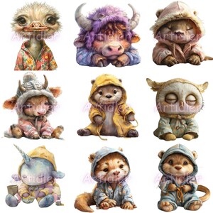 SLEEPY ANIMALS CLIPART Letter N, O - Cute Animal Clipart, Animals ...