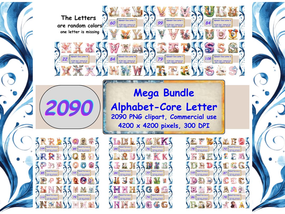 Animal Alphabet Clipart Bundle | Nursery, Classroom Decor (2090 PNG ...