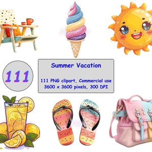 SUMMER CLIPART BUNDLE Seasonal Clipart, Watercolor Clipart, Summer ...