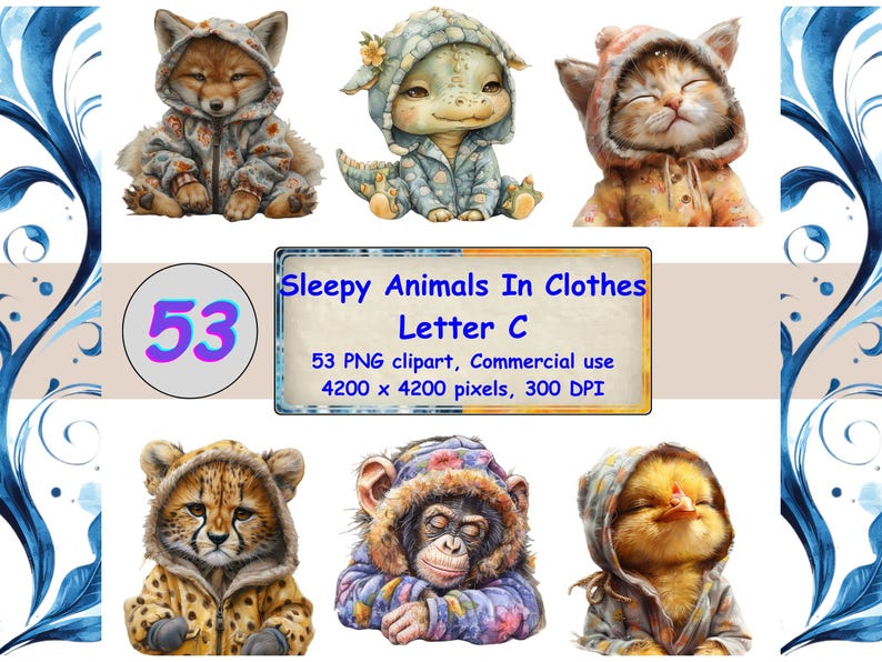SLEEPY ANIMALS CLIPART Letter C - Cute Animal Clipart, Animals Clipart ...
