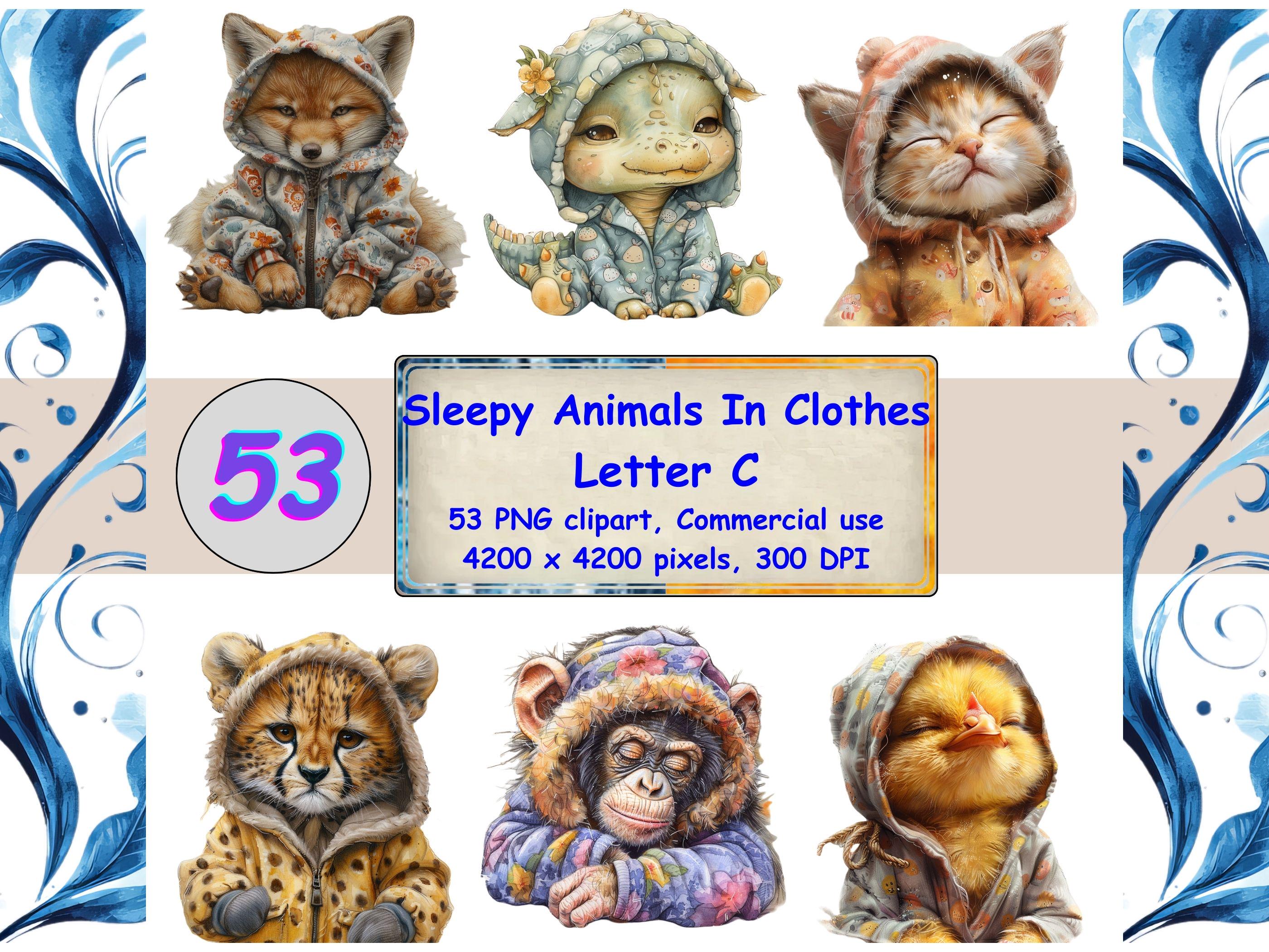 SLEEPY ANIMALS CLIPART Letter C - Cute Animal Clipart, Animals Clipart ...