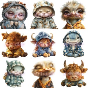 SLEEPY ANIMALS CLIPART Letter N, O - Cute Animal Clipart, Animals ...