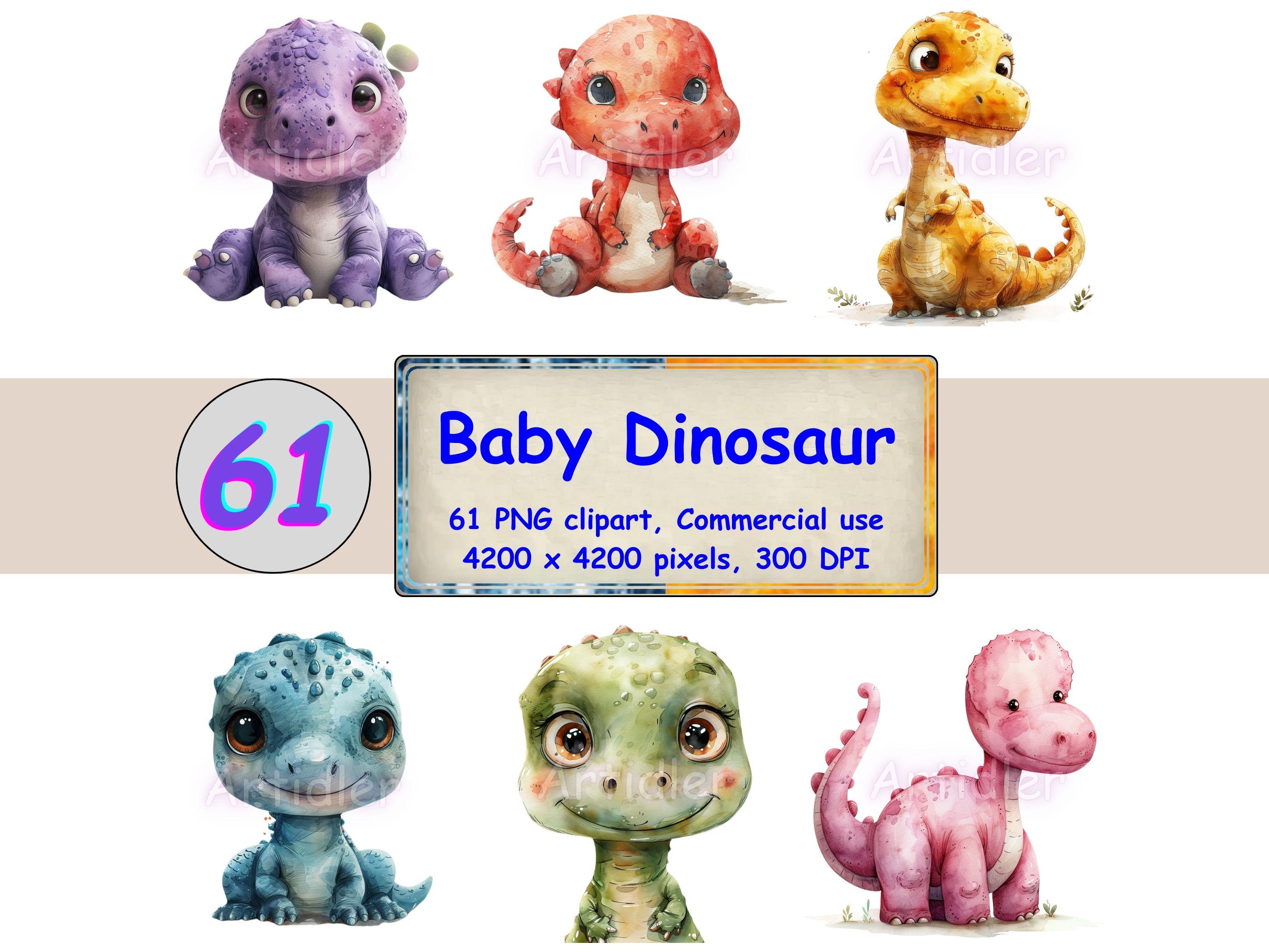 BABY DINOSAUR CLIPART - Watercolor Dinosaur Clipart, Dinosaur Digital ...