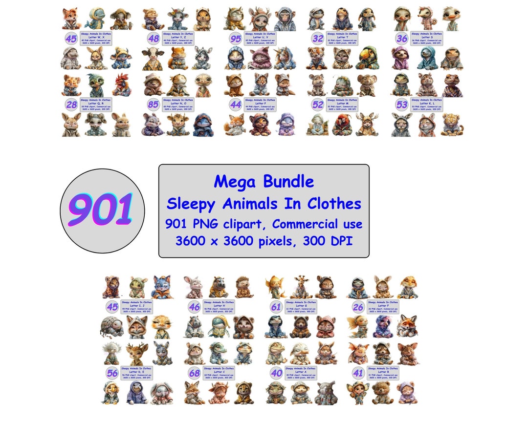 Mega Bundle SLEEPY ANIMALS CLIPART Cute Animal Clipart, Animals Clipart ...