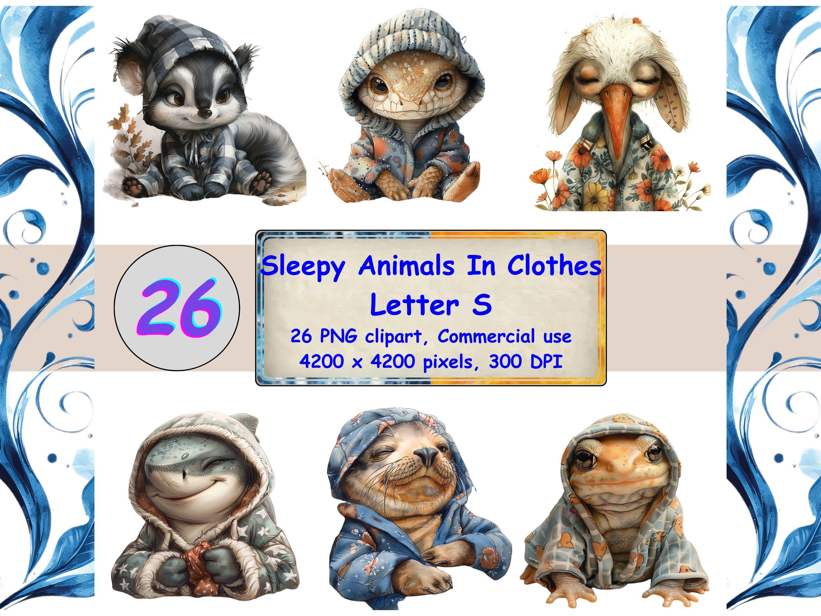 SLEEPY ANIMALS CLIPART Letter S - Cute Animal Clipart, Animals Clipart ...