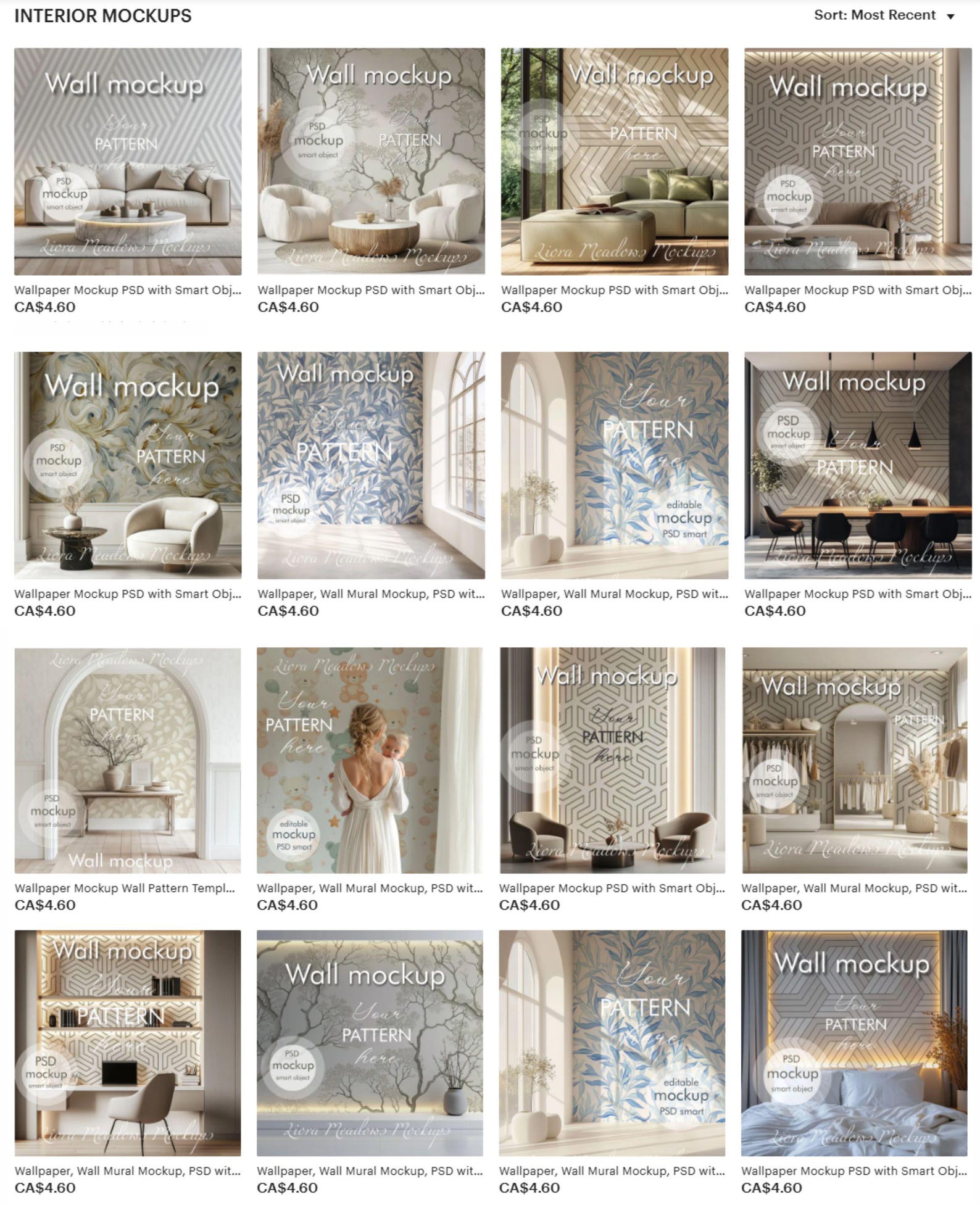 45 Wallpaper Bundle Fabric Mockups Bundle Mural Display Bundle PSD With ...