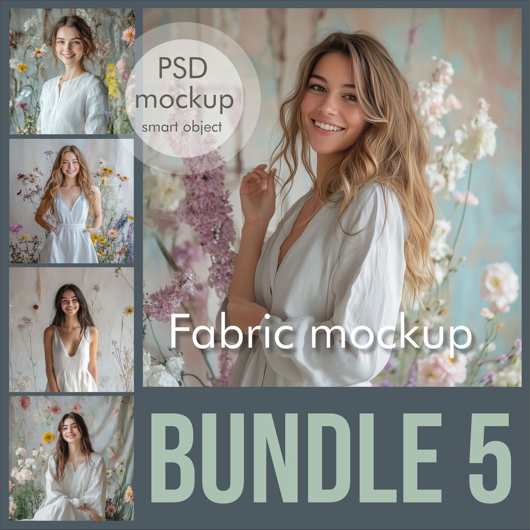 Fabric Mockup Bundle Dress Mockup PSD With Smart Object Editable Mockup ...