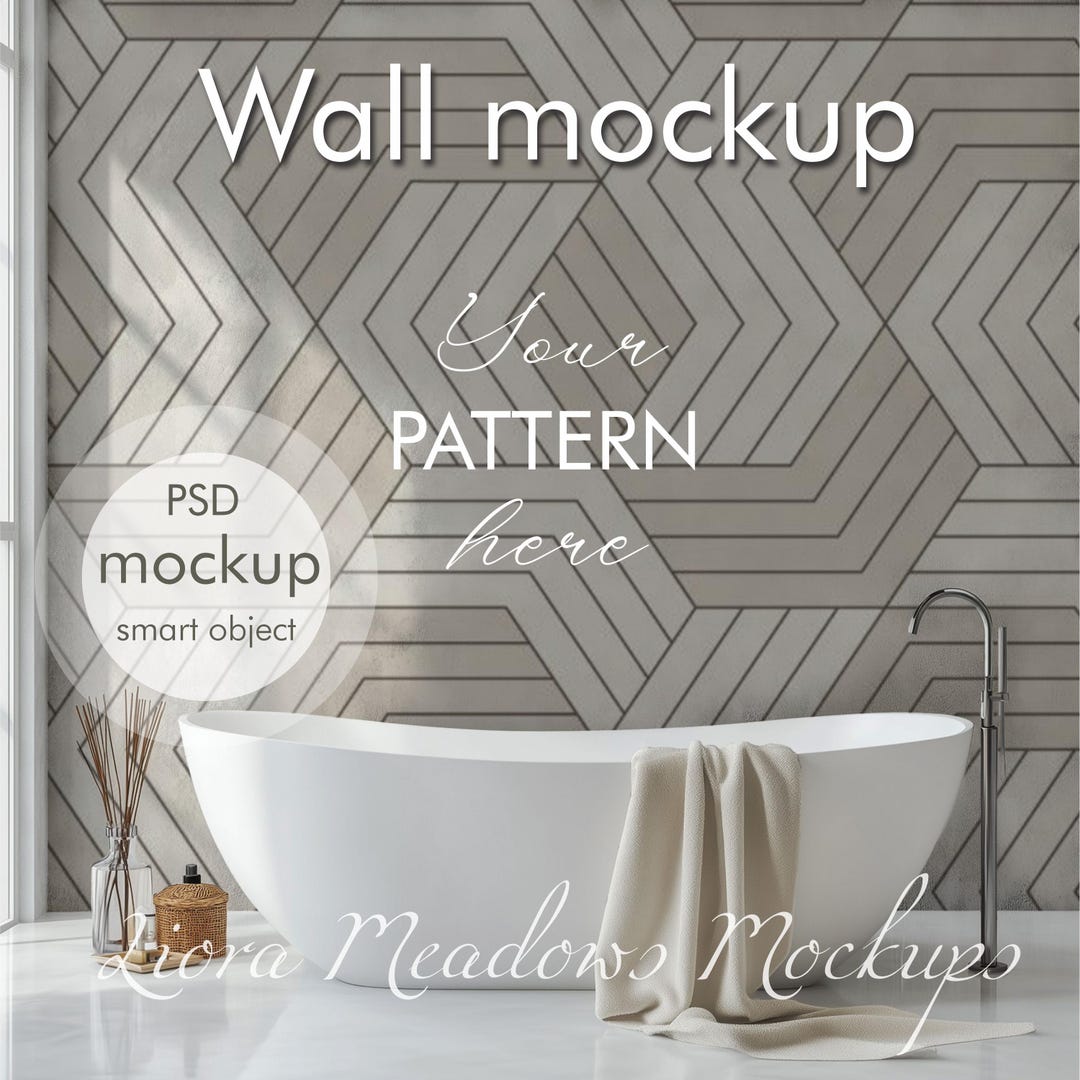 Wallpaper Mockup PSD With Smart Object Mural Mockup Wall Design ...