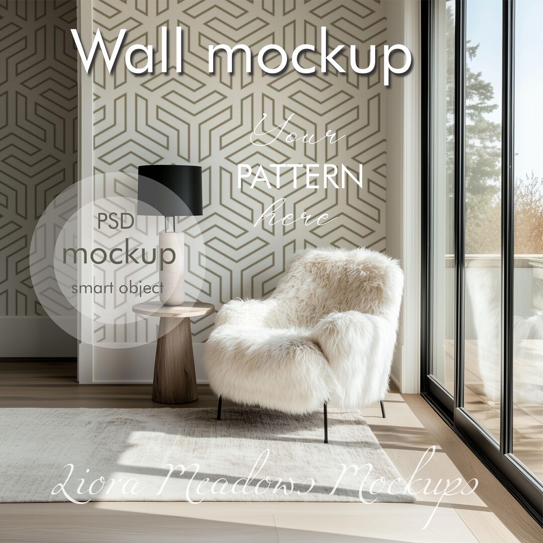 Wallpaper Mockup Wall Pattern Template Mural Showcase PSD With Smart ...