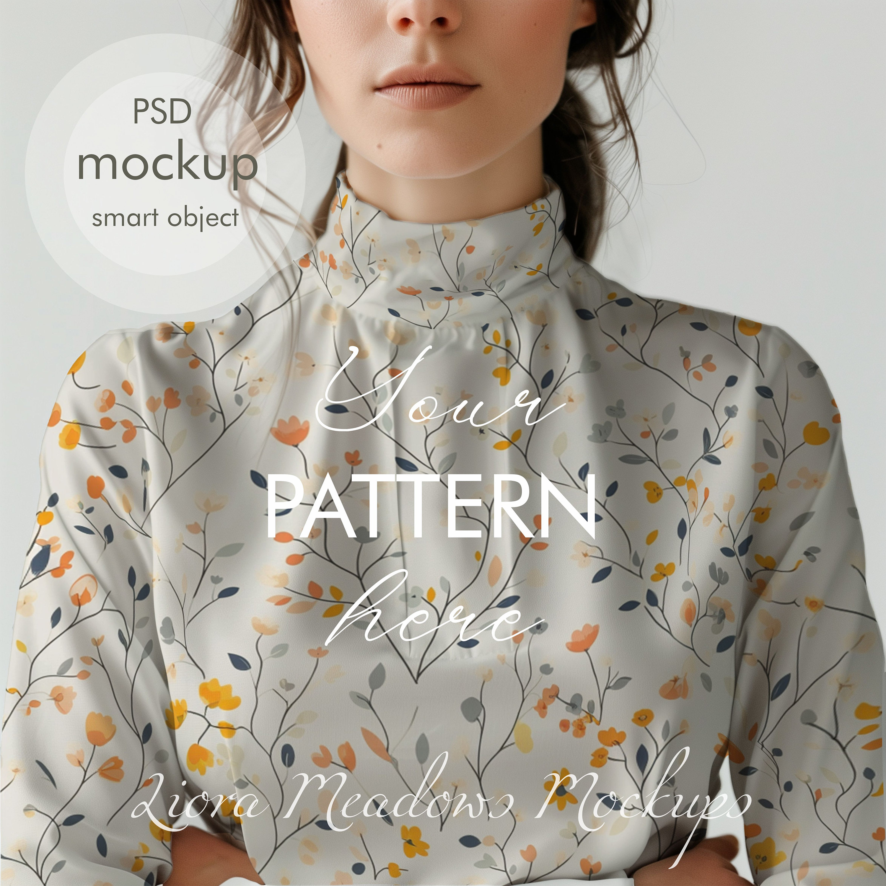 Fabric Pattern Mockup PSD With Smart Object Female Blouse Editable PSD ...