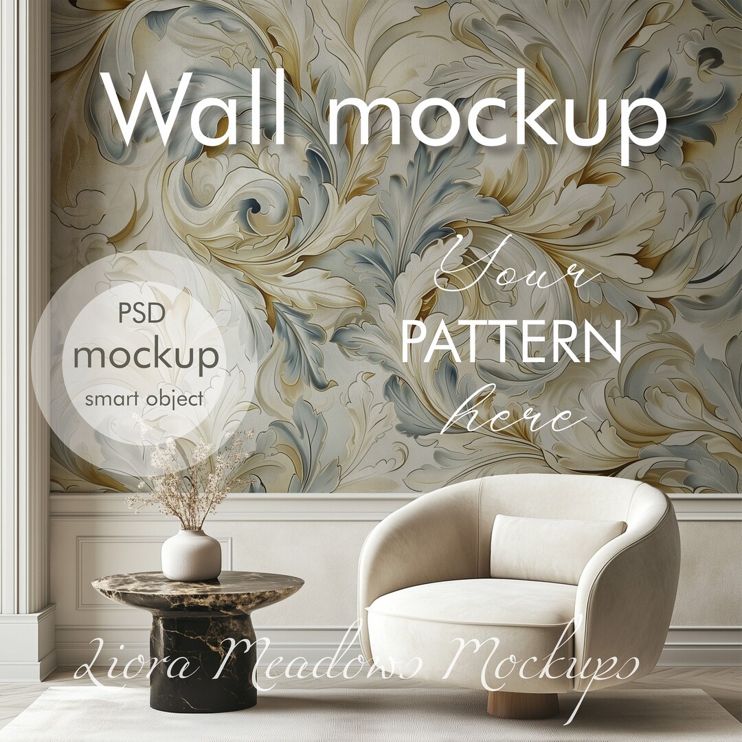 Wallpaper Mockup PSD With Smart Object Mural Mockup Wall Design ...