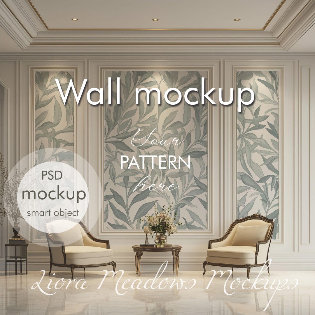 Wallpaper Mockup PSD With Smart Object Mural Mockup Wall Design ...