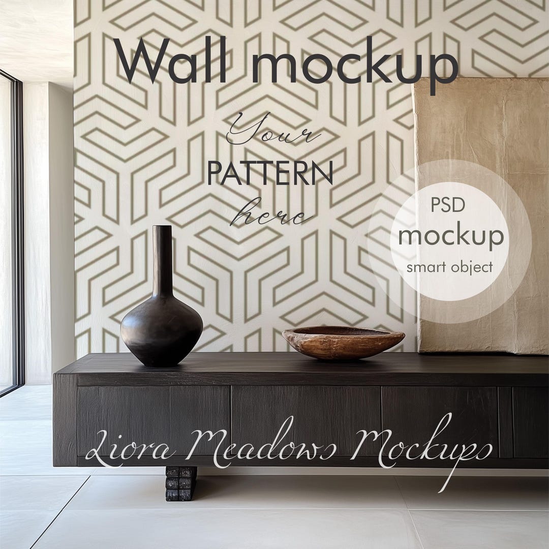 Wallpaper Mockup PSD With Smart Object Mural Mockup Wall Design ...