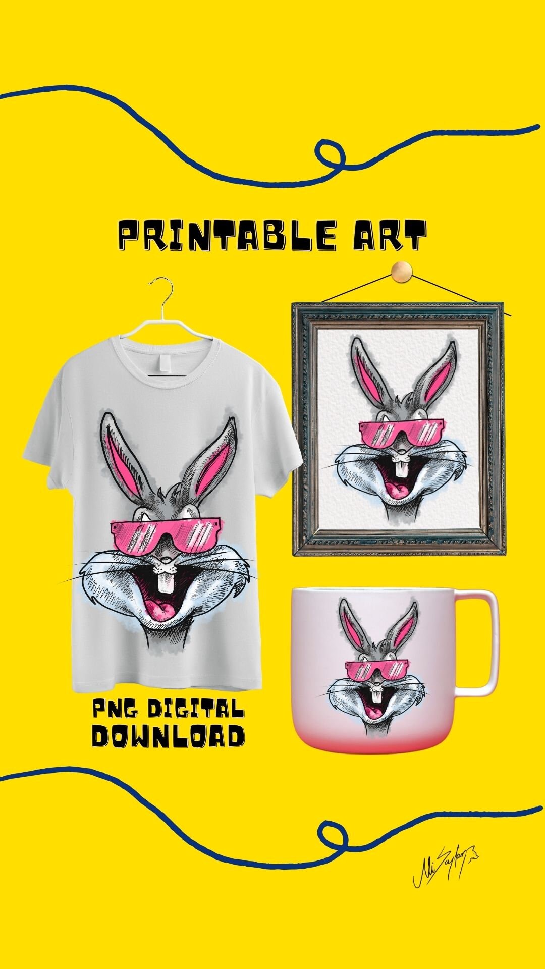 Bgs Bnny Rabbit Png Digital Download, Bunny Printable Cartoon Art ...