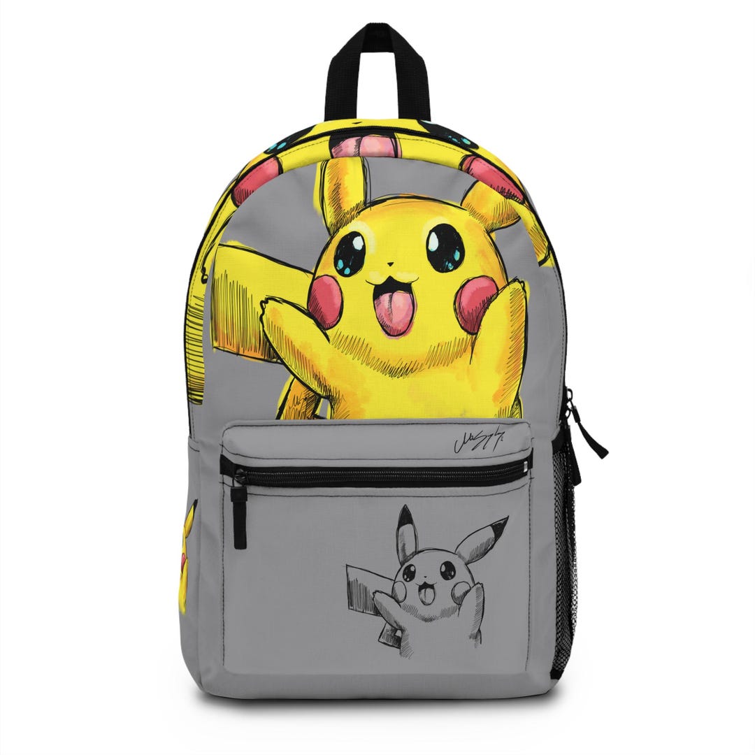 Pıkachu Pokemon Gray Backpack, Custom Kids Pikachu Backpack, Pokemon ...