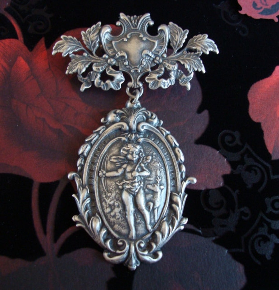 Angel Brooch Victorian Inspired Brooch Pin Sterling Silver - Etsy