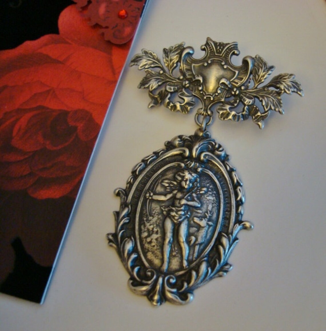 Angel Brooch Victorian Inspired Brooch Pin Sterling Silver - Etsy