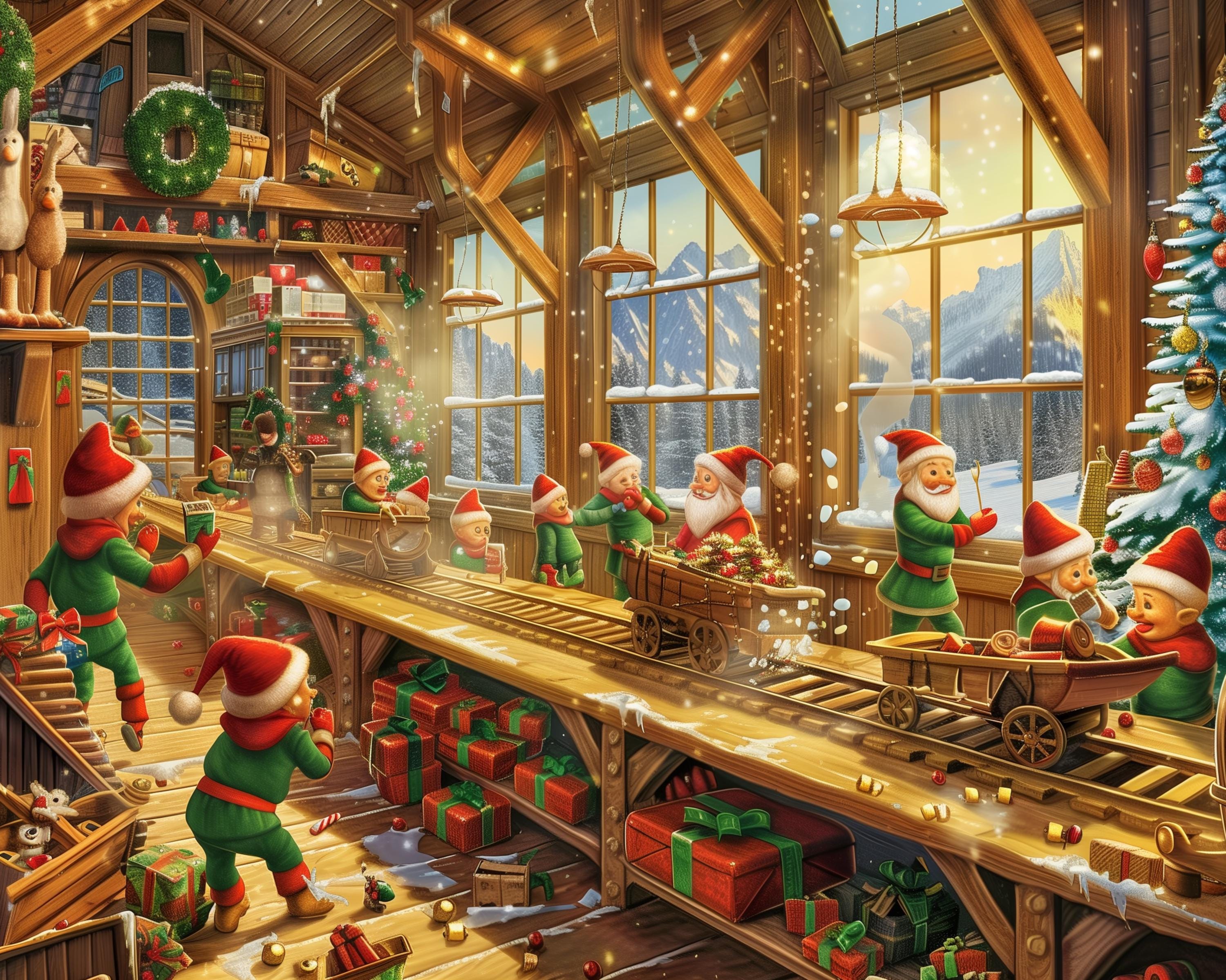 Pick A Tale-santa Workshop With His Elves Puzzle, Christmas Holiday ...