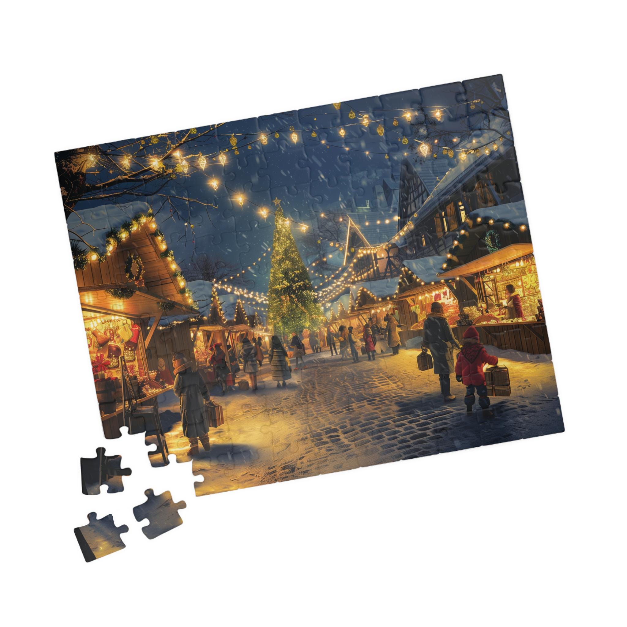 Pick A Tale- Christmas Market Scene Puzzle, Holiday Village Jigsaw for ...