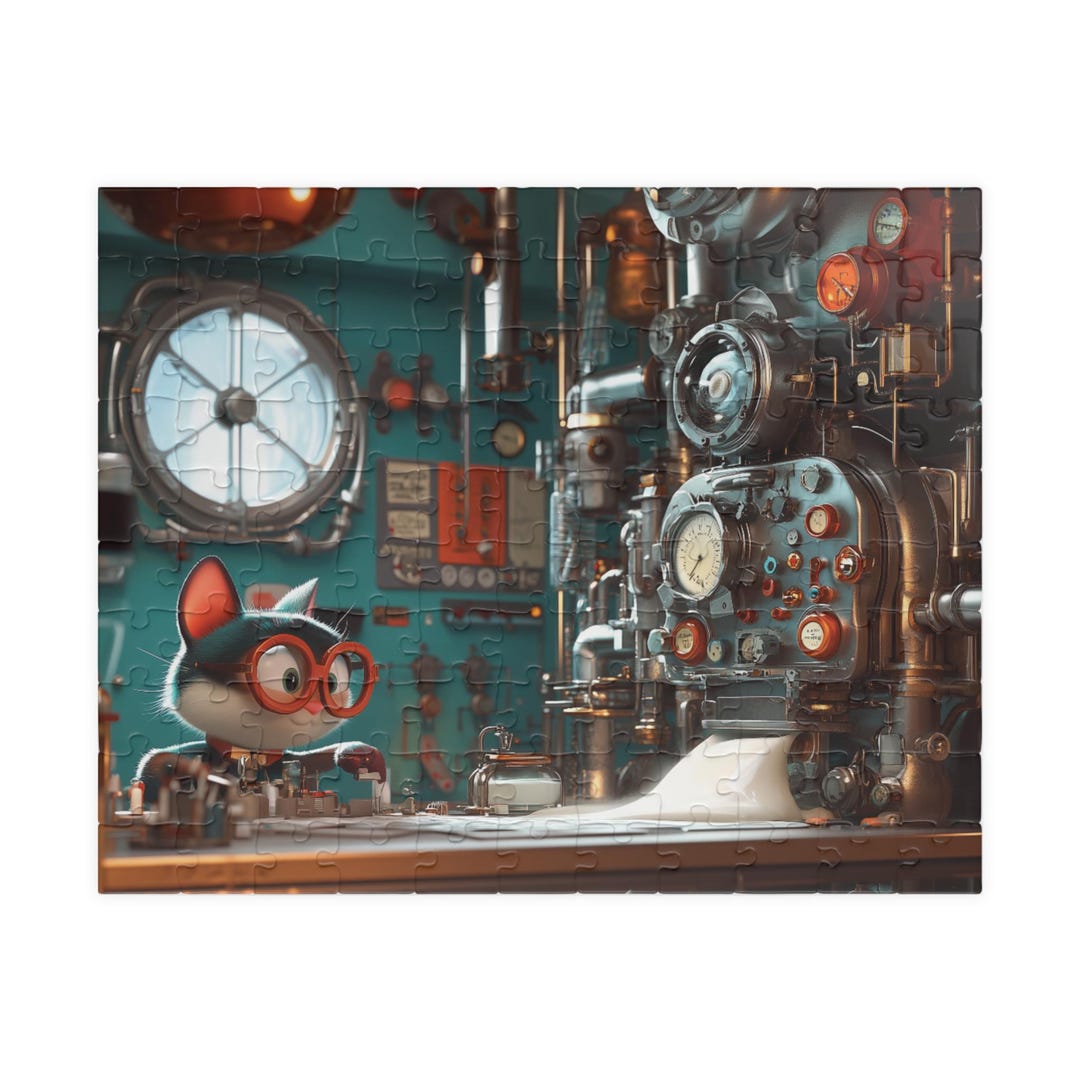 Funny Cat Engineer Jigsaw Puzzle: Steampunk Lab Adventure - Etsy