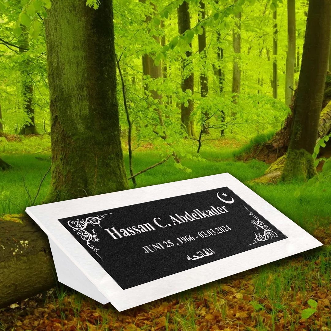 Gravestone Granite XXL on Noble Marble Thassos 60 X 30 Cm Arabic Script ...